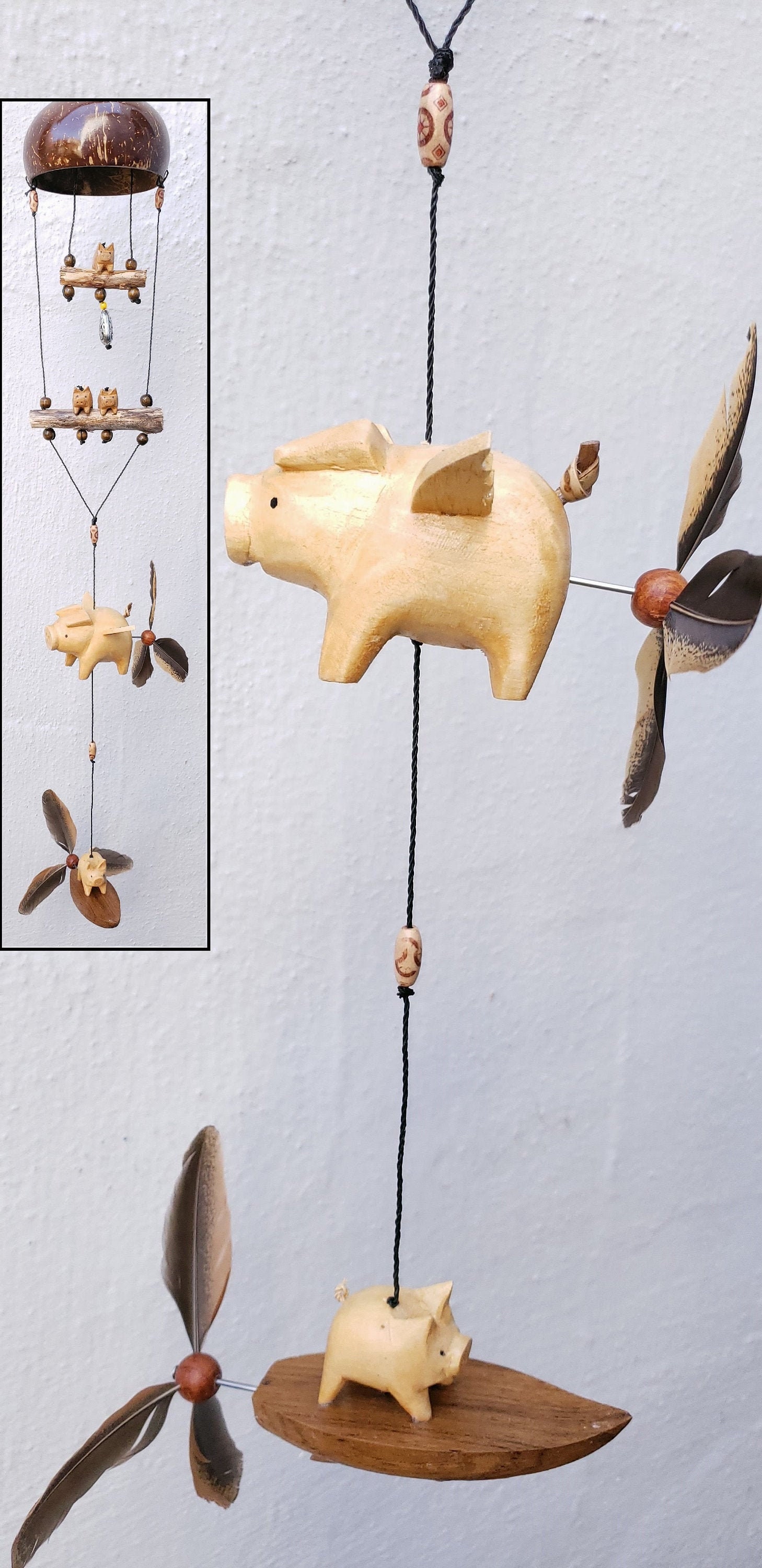 Wind Spinners Flying Pig Outdoor or Indoor Mobile removable - Etsy