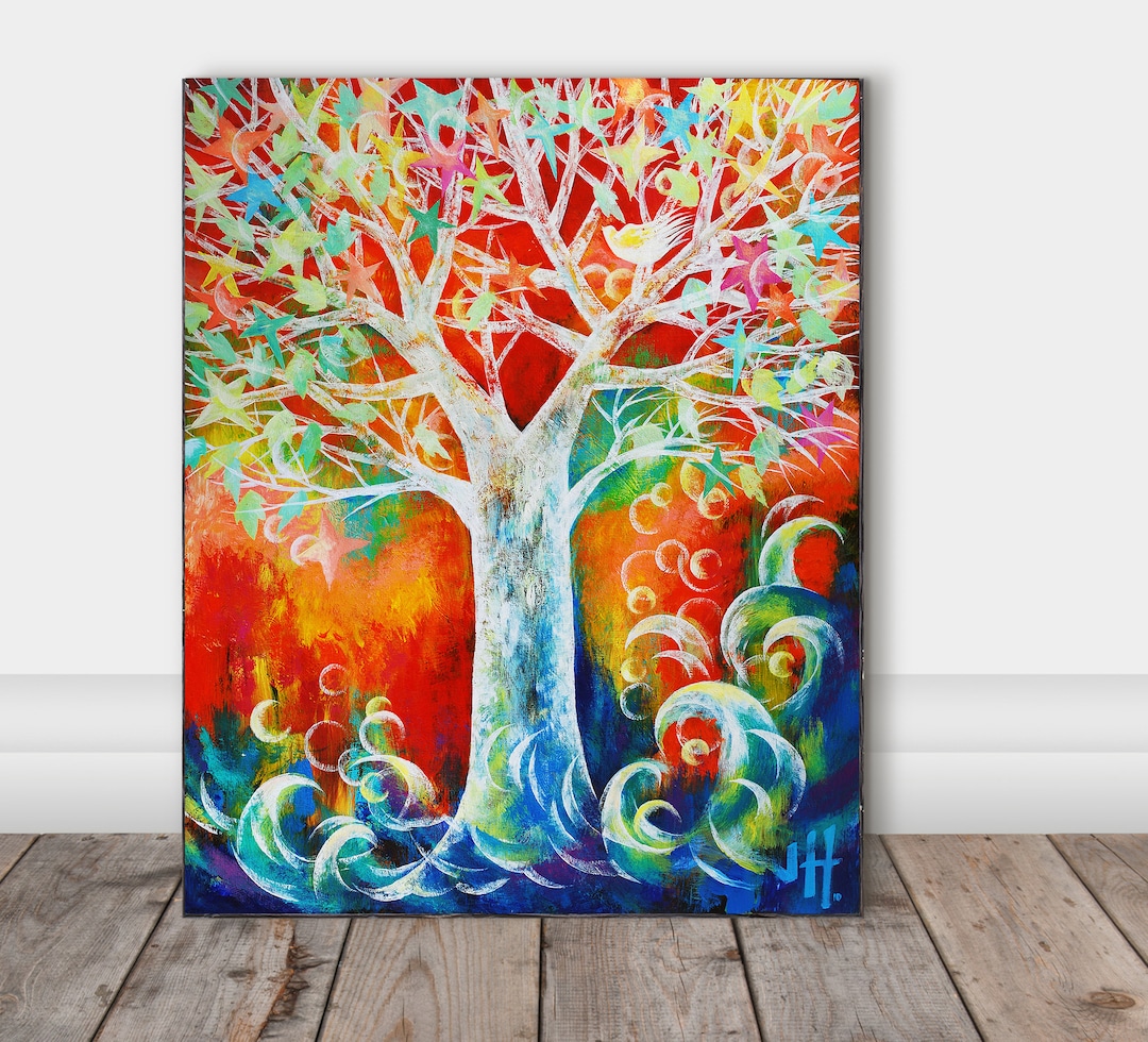 Tree of Universe, Tree Painting, Tree Art on Canvas - Etsy