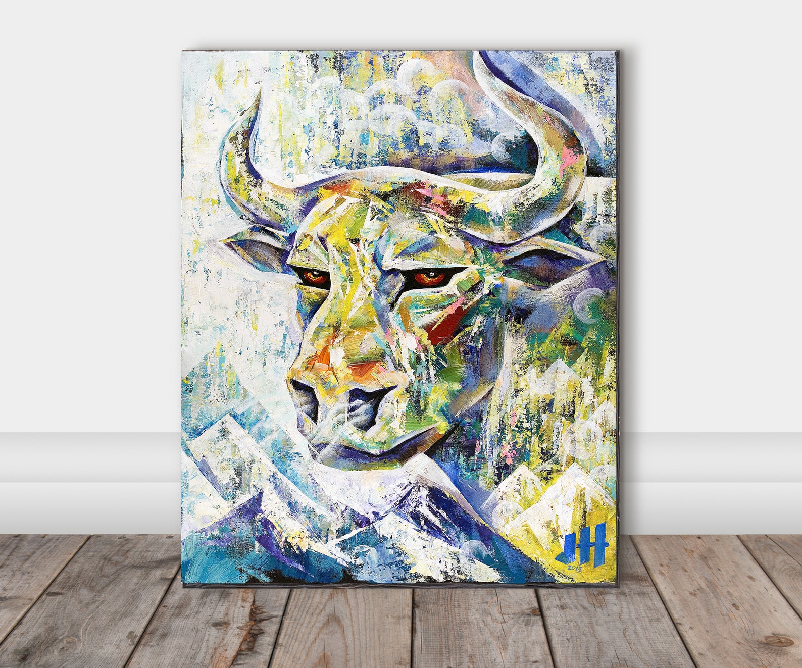 Ox Painting, Pioneer Spirit, Wild OX Art Canvas Wall Print, - Etsy