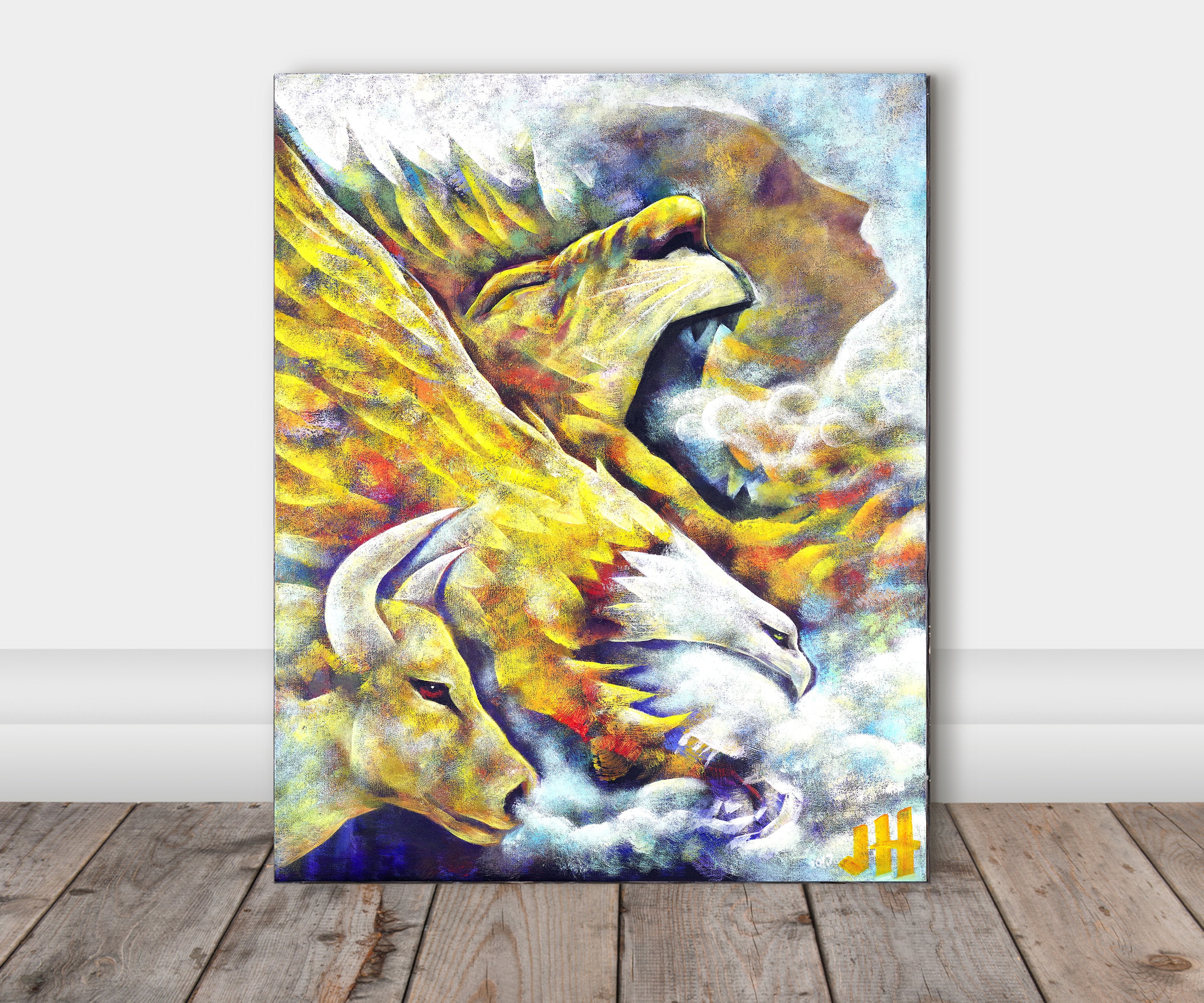 Four Living Creatures christian Painting , Lion, Eagle, OX, Man - Etsy ...