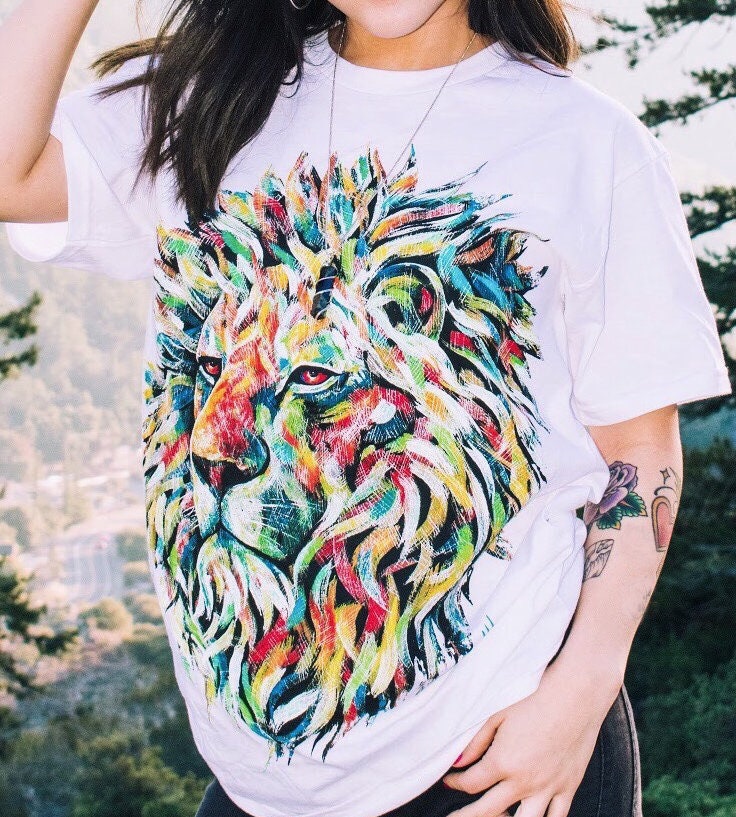 Lion Unisex T-shirt Animal Shirts Crew Neck Positive Lion - Etsy
