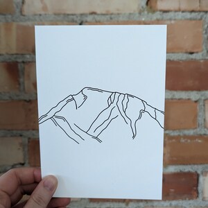 Mt. Olympus, Utah Mountain Peak, Line Drawing, 5x7 Inch Hand-drawn ...