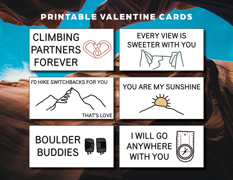 Outdoor Adventure Lovers Valentine Cards for Climbing and Hiking ...