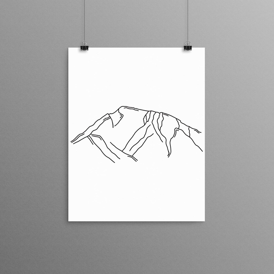 Mt. Olympus, Utah Mountain Peak, Line Drawing, 5x7 Inch Hand-drawn ...