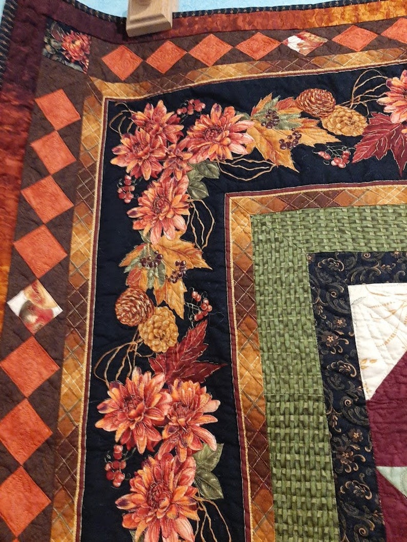 Auntie's Autumn, Fall Quilt, Queen Size , Custom Quilt, Homemade Fall ...