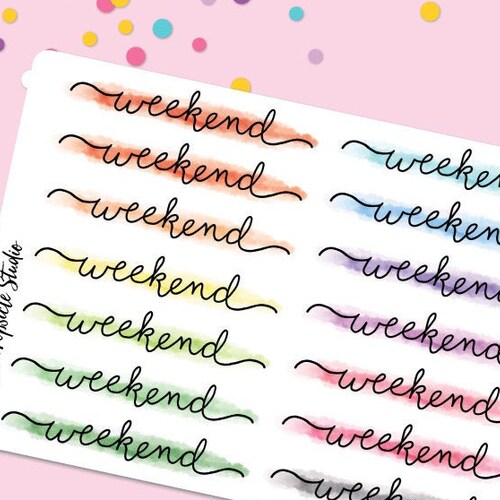 WEEKEND Script Printable Planner Stickers Script Stickers - Etsy