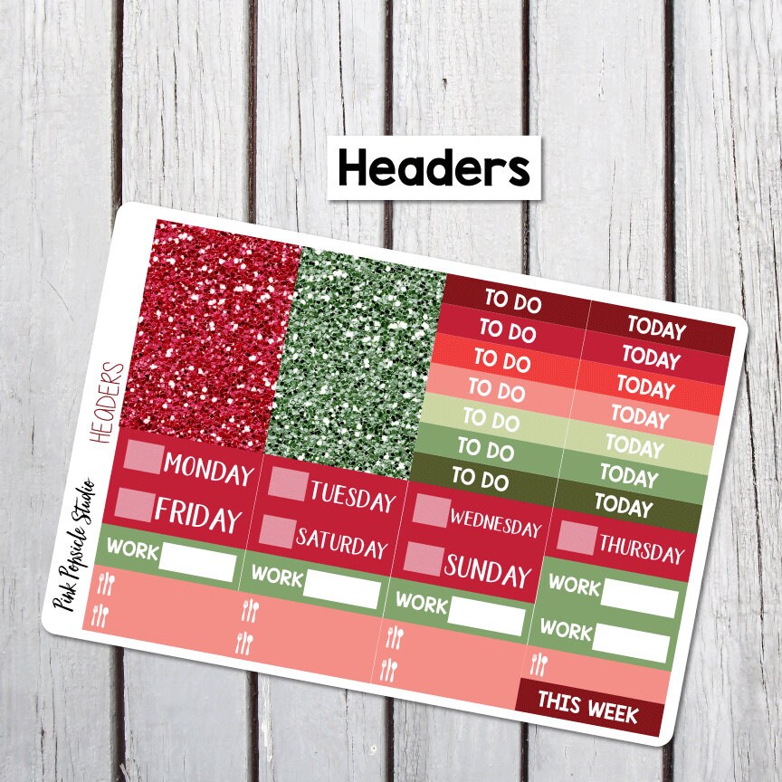 Christmas Floral Deluxe Weekly Kit Planner Stickers Designed | Etsy
