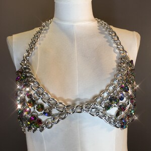 Crystal & Chain Bralette Top, Burning Man Festival Jewel Halter Top ...