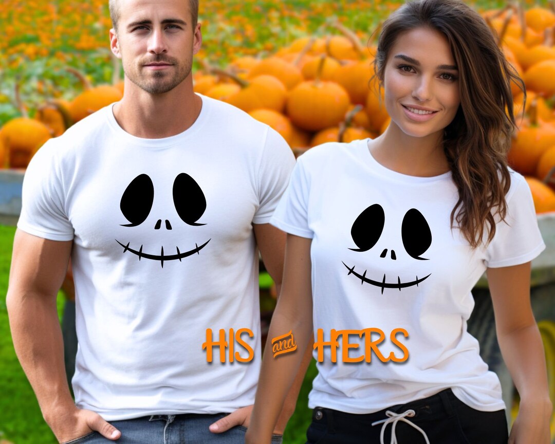Cute Jack Skellington Style Ghost Face Halloween Costume T-shirt, His ...