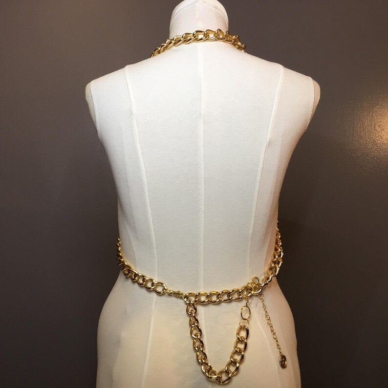 Gold Metal Chain & Crystal Bead Jewel Halter Bralette Top, Goddess ...