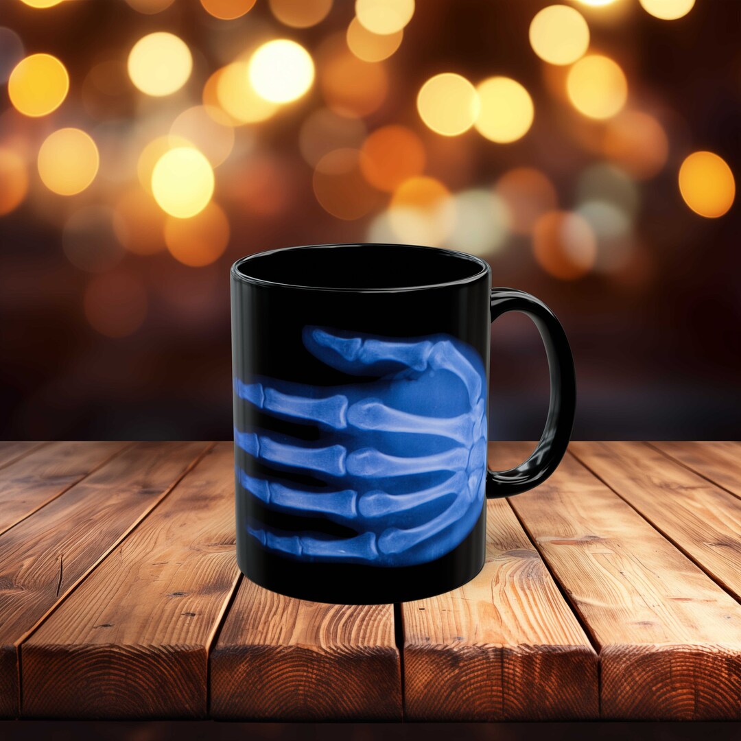 Halloween Coffee Mug, Creepy X-ray Skeleton Hand Tea Cup, Spooky Xray ...