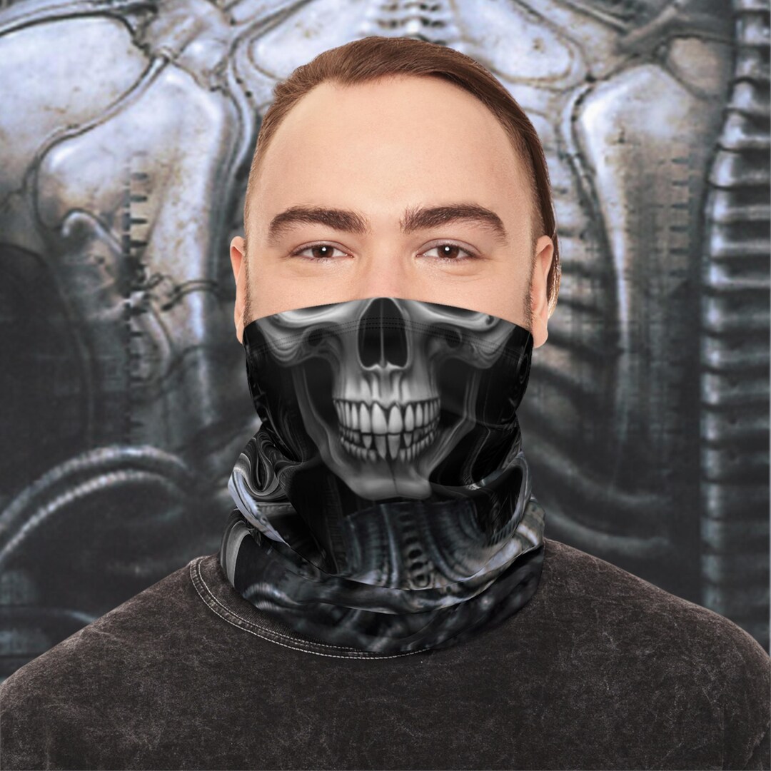 H.R. Giger Style Neck Gaiter, Alien Face Mask, Xenomorph Scarf Neck ...
