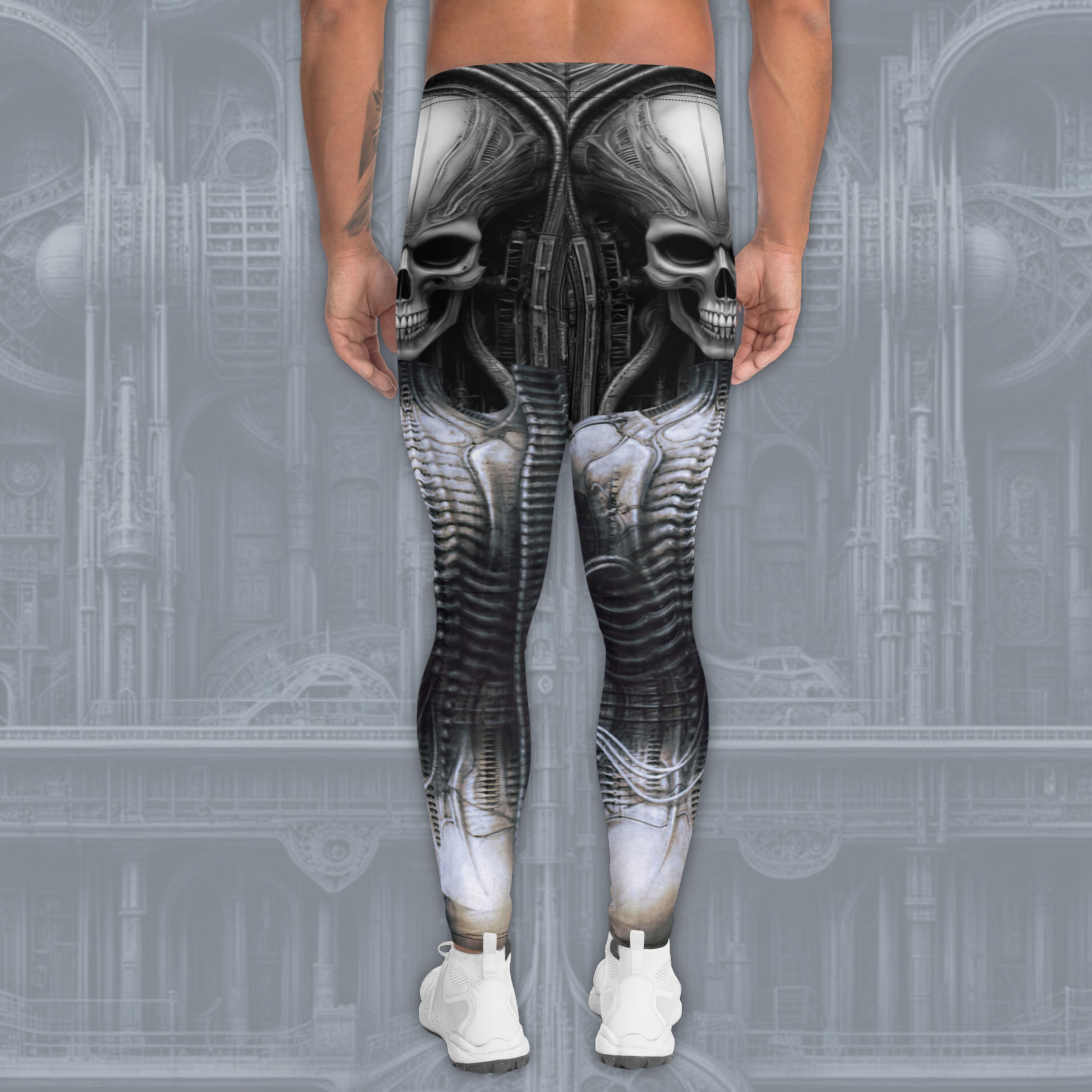 Giger Alien Xenomorph Burning Man Mens Leggings, Biomechanical Skeleton ...