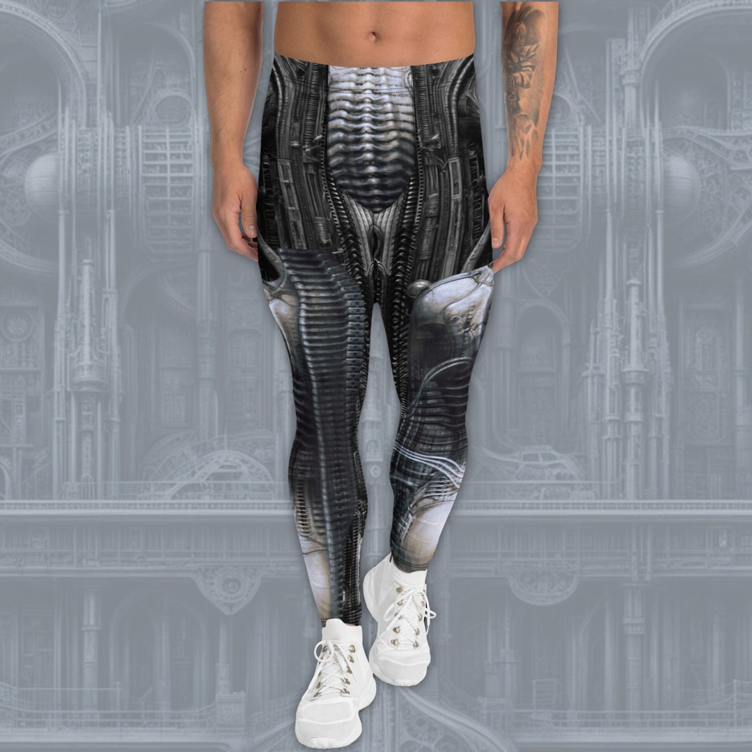 Giger Alien Xenomorph Burning Man Mens Leggings, Biomechanical Skeleton ...