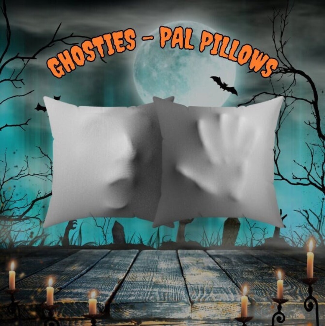 Halloween Ghost Spirit Face & Handprint Throw Pillows, Spooky Halloween ...