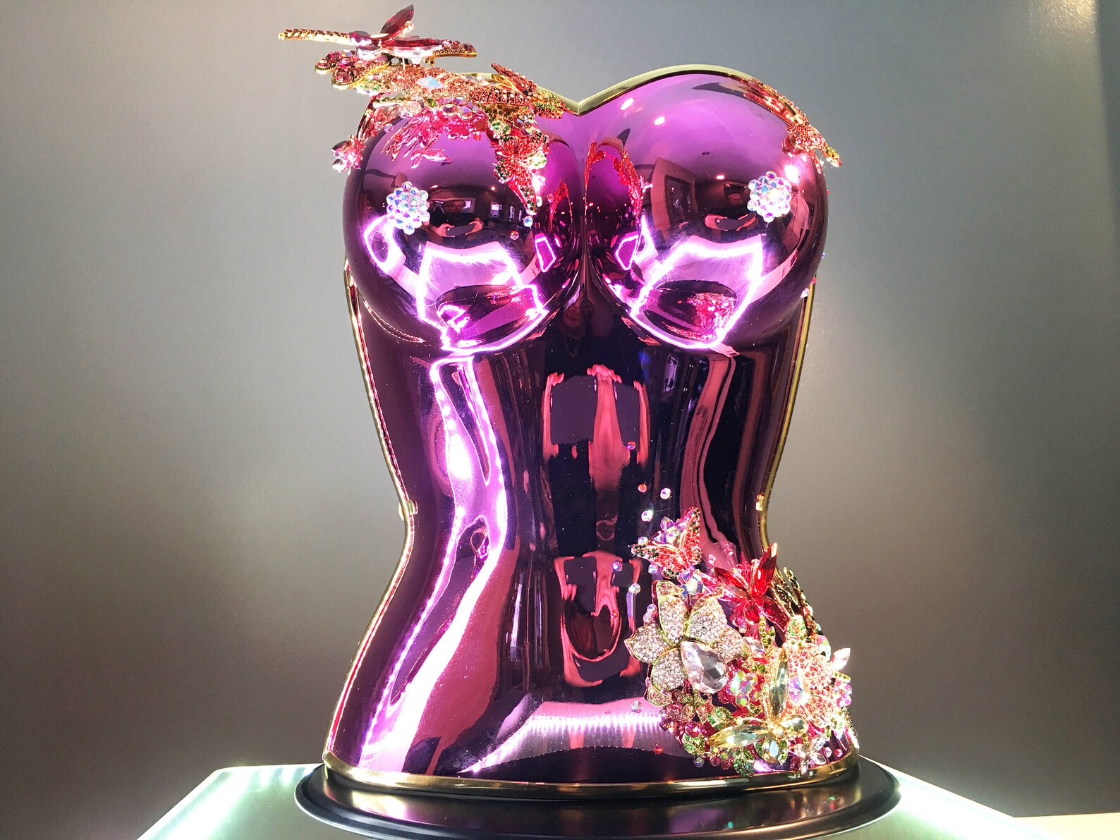 Pink Chrome Bustier Corset Breastplate With Swarovski Crystal ...