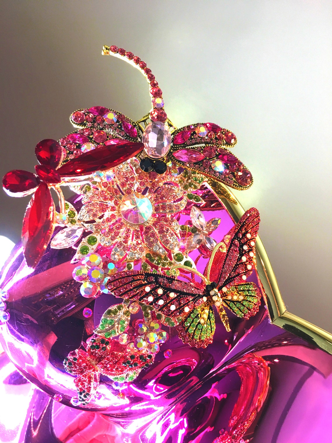 Pink Chrome Bustier Corset Breastplate With Swarovski Crystal ...