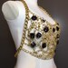 Gold Metal Chain & Crystal Bead Jewel Halter Bralette Top, Goddess ...