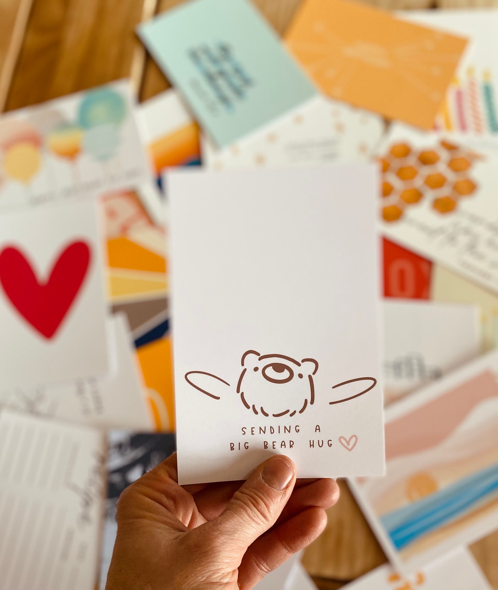 POSTCARD Bear Hug Postcard, Sending Love Notecard - Etsy