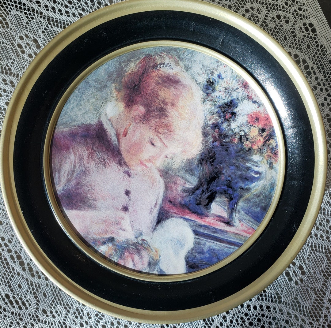 Vintage Sewing Tin, Young Woman Sewing, Art Tin, Circular Tin, Renoir ...