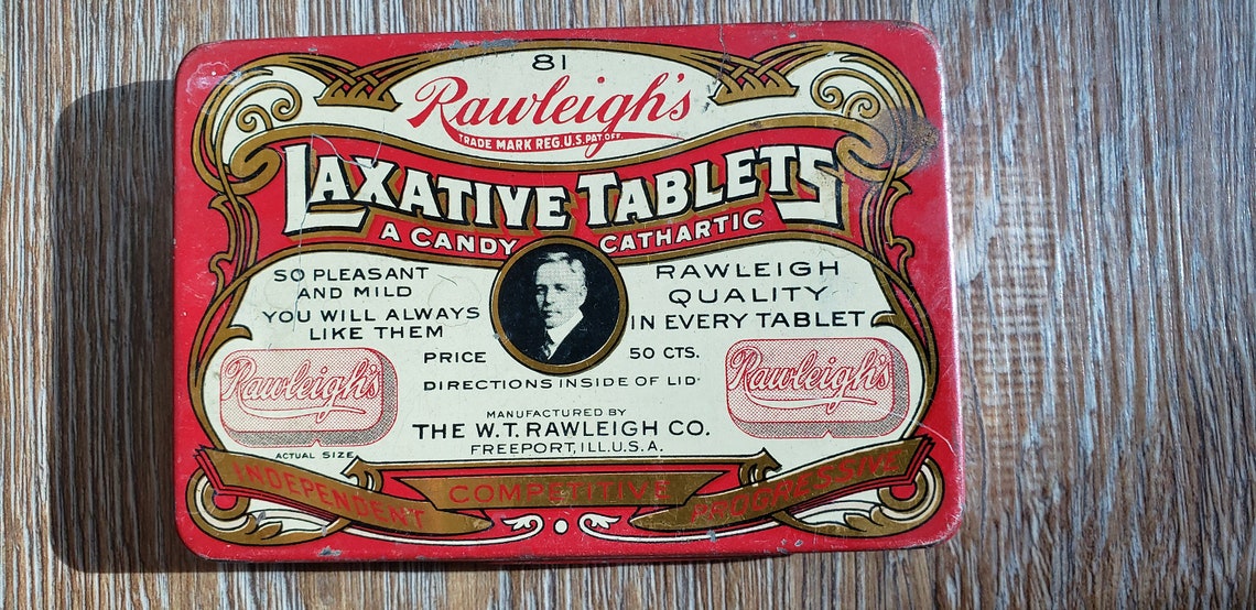 Red and Gold Vintage Tin Rawleigh's Laxative Tablets Tin - Etsy