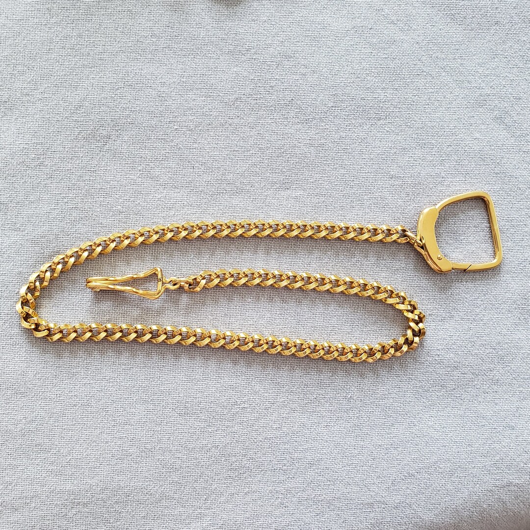 Vintage Signed Swank Watch Chain, Gold-toned Watch Chain ...