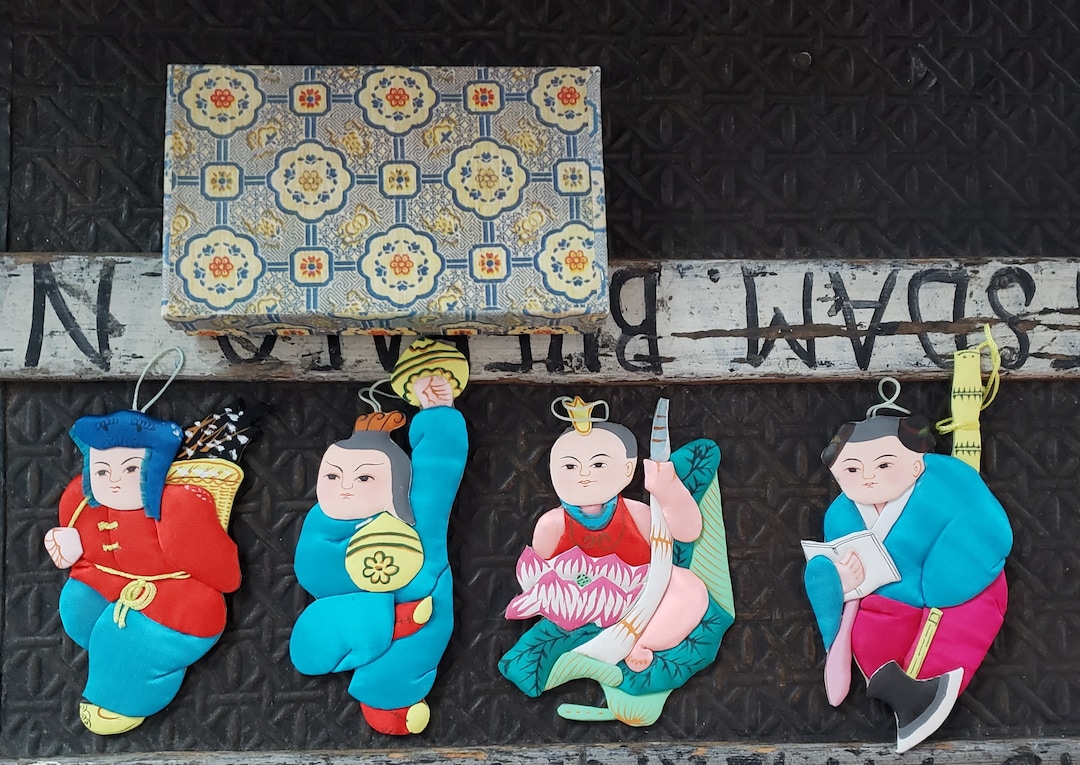 Chinese Christmas Ornaments, 1990's Chinese Folk Art Characters ...