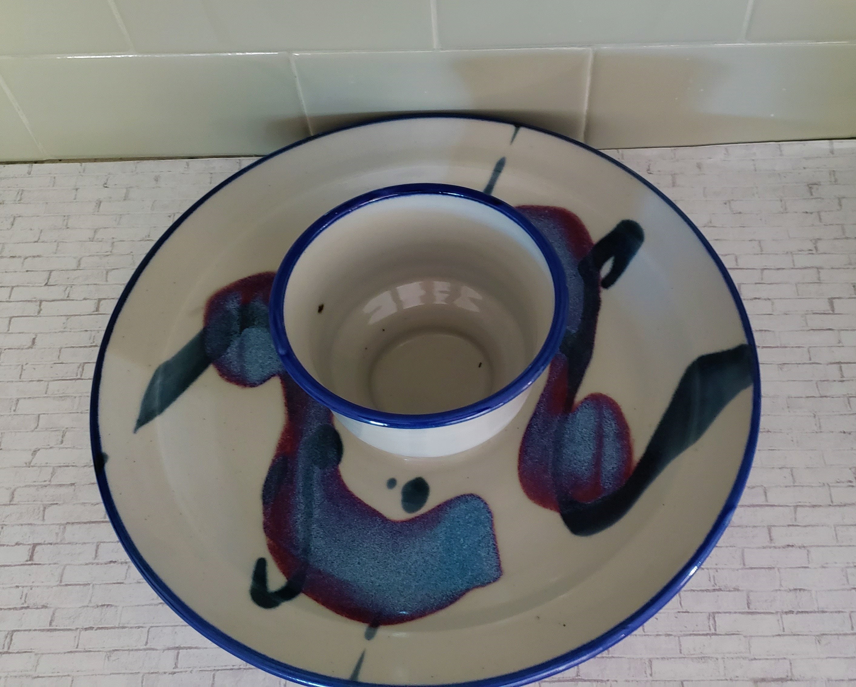 Vintage Chip and Dip Pottery Bagel Platter Sushi Plate Ojai - Etsy