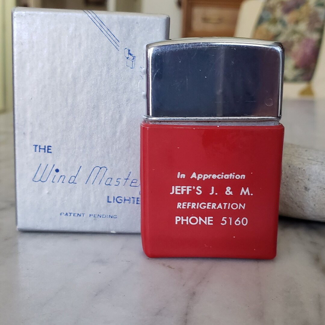 Vintage Wind Master Cigarette Lighter, Red 1950's Lighter, Ronson ...