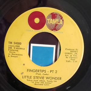 Little Stevie Wonder, Fingertips 45 RPM Record and Cover, Bongos and ...
