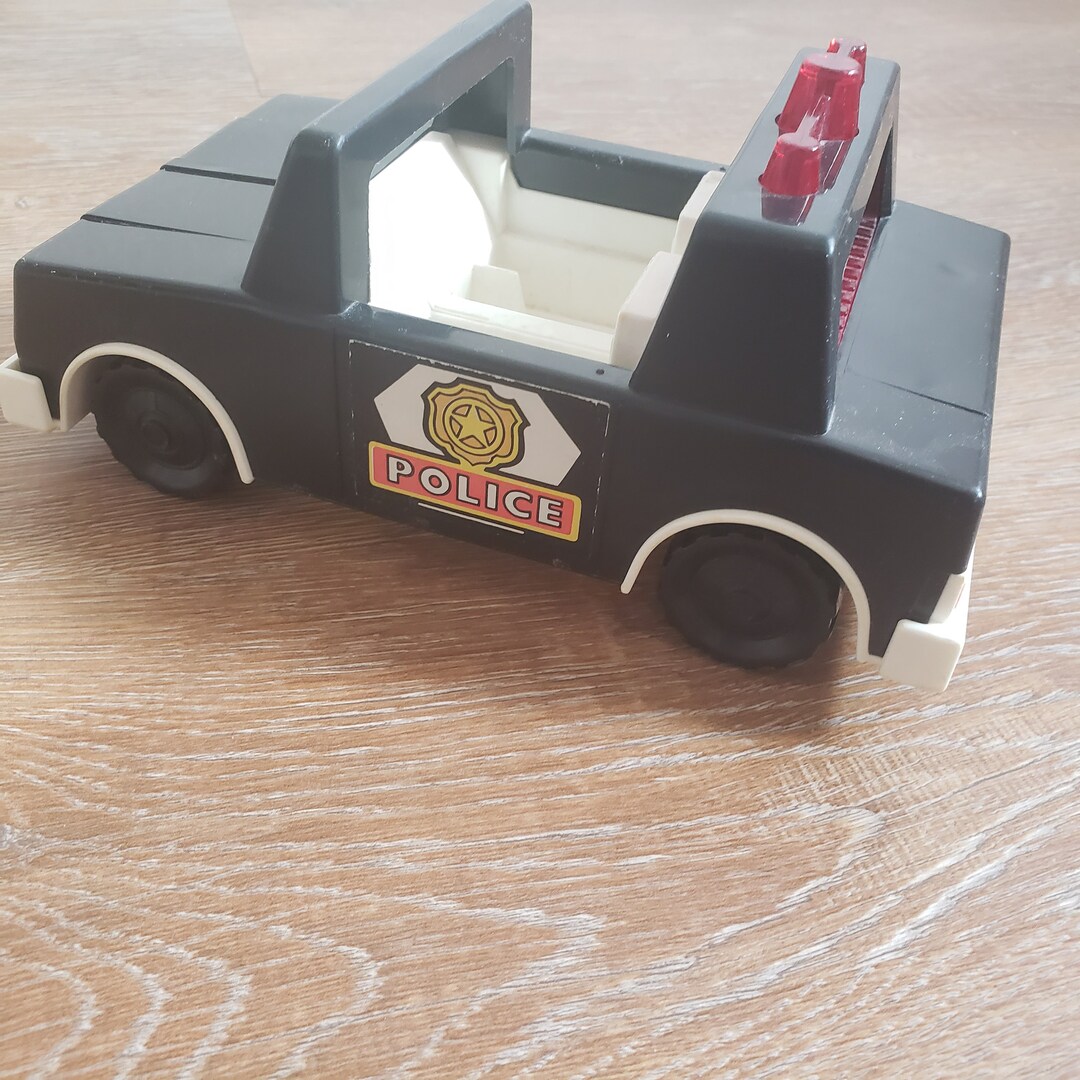 Vintage Police Car, Black and White Toy Car, 1980's Car, Vintage ...