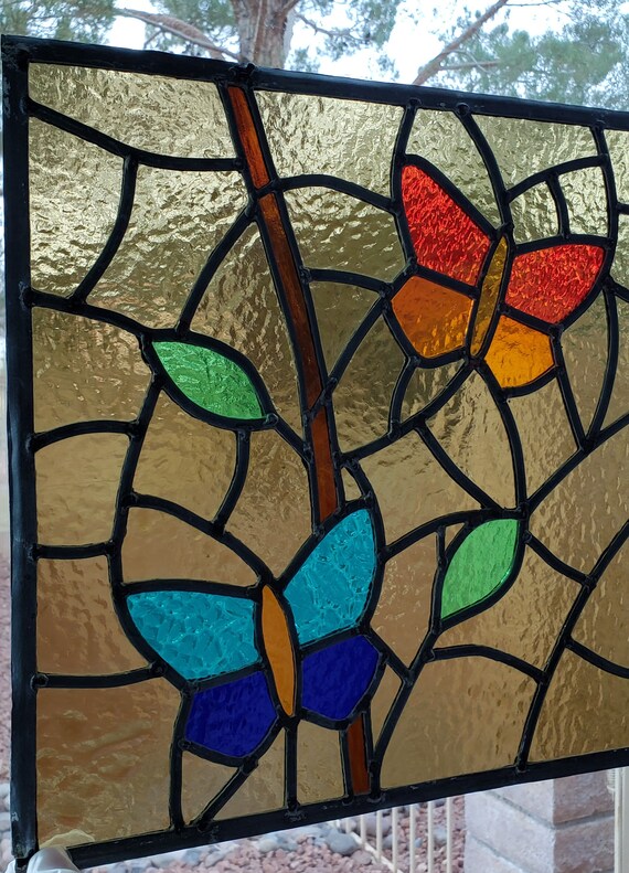 Vintage Leaded Stained Glass Window Butterflies in the - Etsy