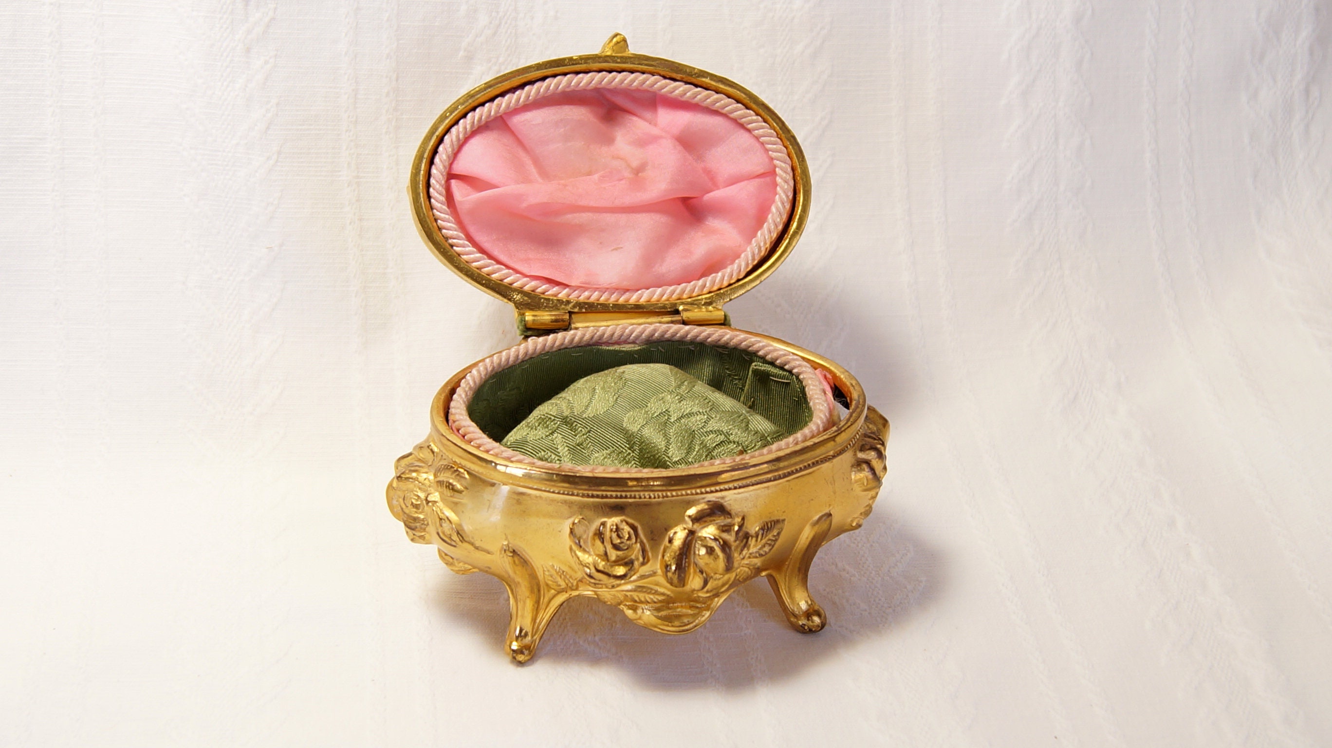 Antique Jewelry Box, Brainard Wilson Gold Jewelry Hinged Casket ...