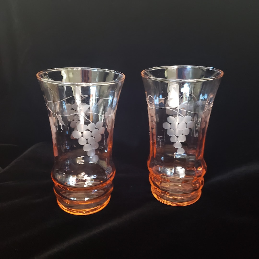 Vintage 1930’s Pink Macbeth-evans Glass Tumbler, Depression Era Optic ...