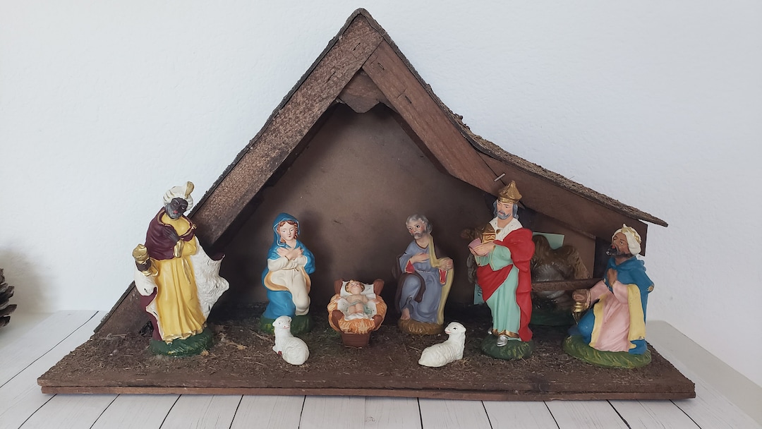 Vintage Nativity Set, Holy Family Creche Set, Christmas Nativity, 1950 ...