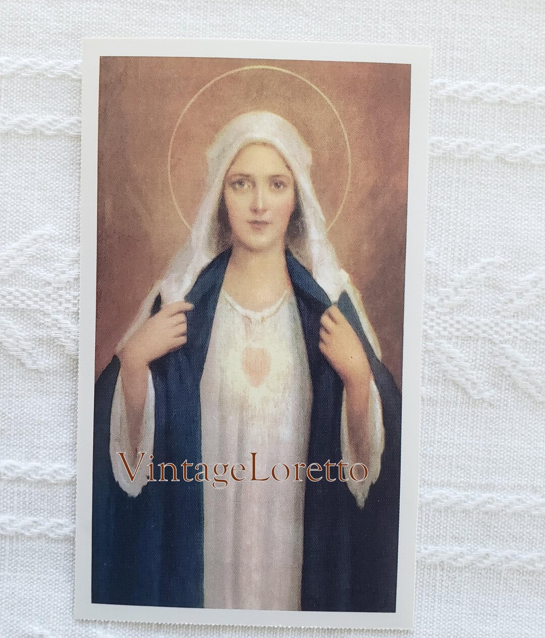 Mary Holy Card, Virgin Mary Prayer Card, Vintageloretto, Gift for Her ...