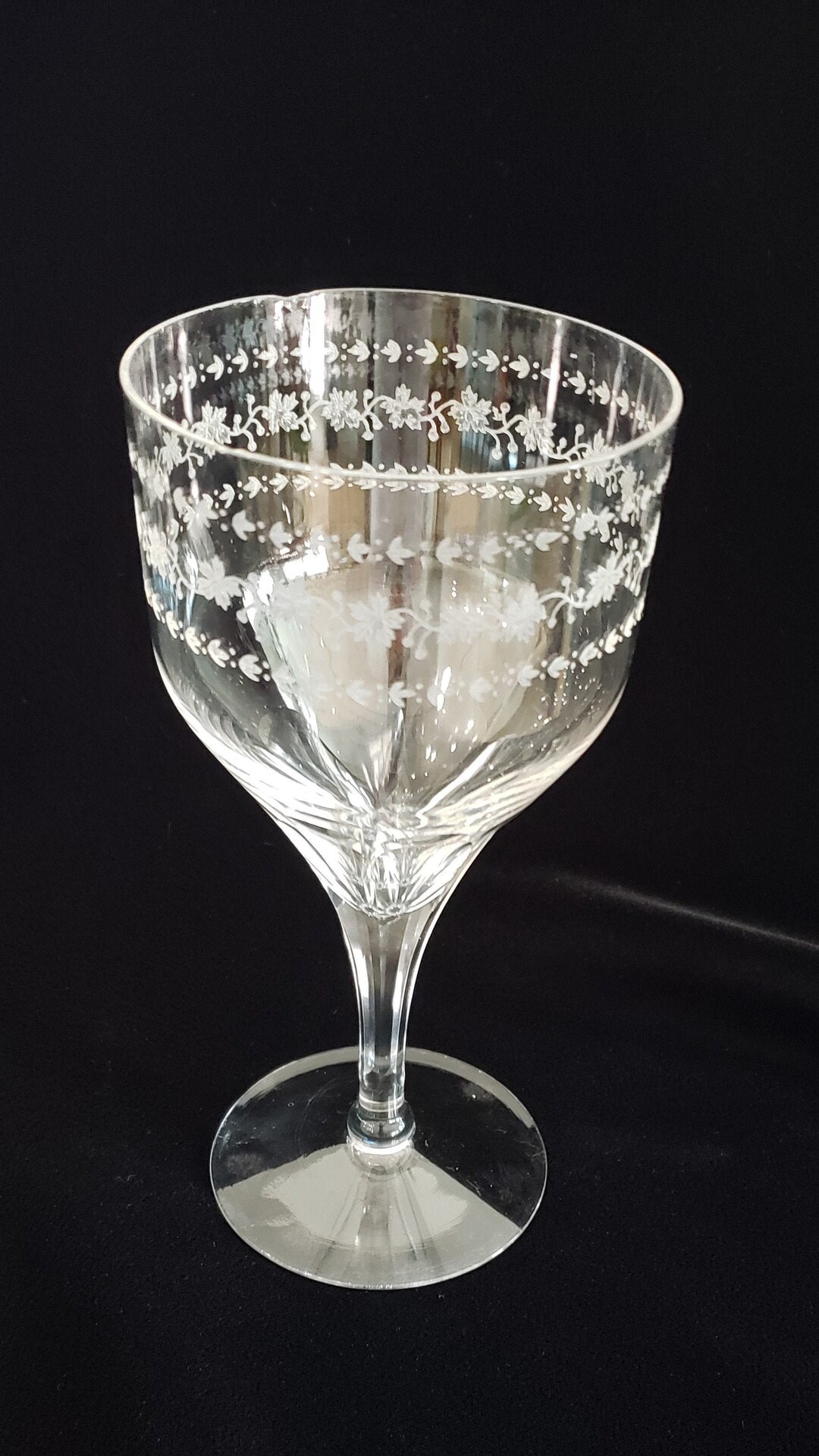 Antique Etched 1920's Goblet, Stemmed Barware, Antique Glassware, 1920 ...