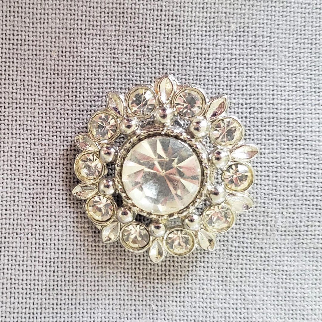 1940's Fancy Shank Button, Wedding Decor, Rhinestone Button, Sewing ...