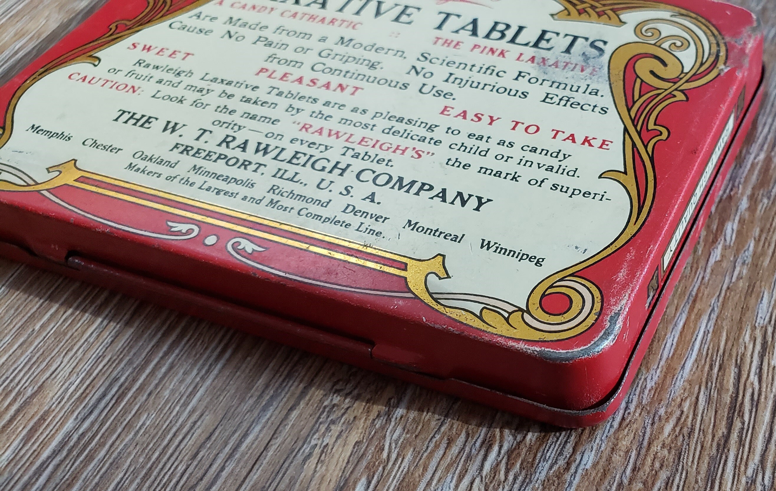 Red and Gold Vintage Tin Rawleigh's Laxative Tablets Tin - Etsy