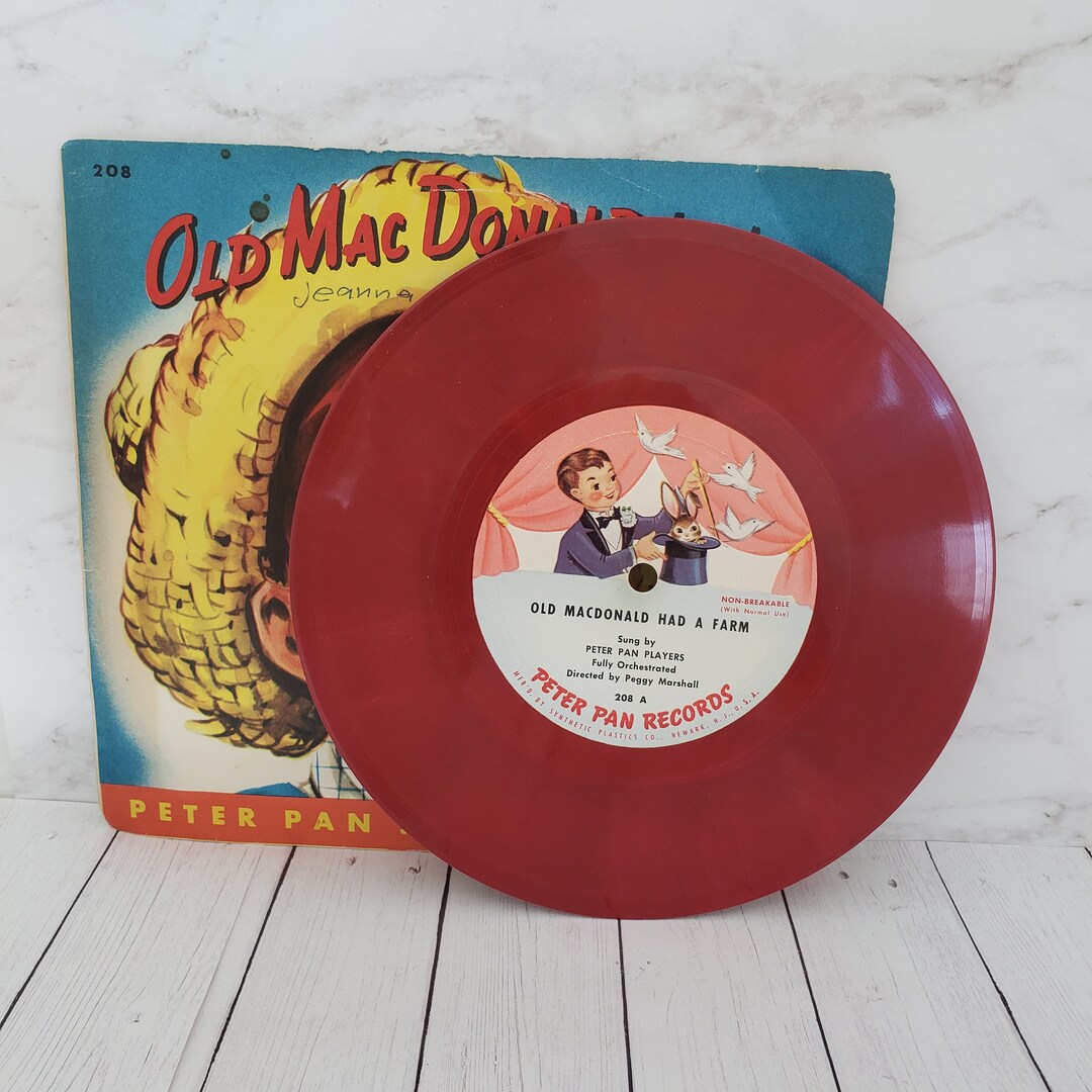 Old Macdonald Had a Farm, 1950's Vintage RED Peter Pan Record, Kiddie ...