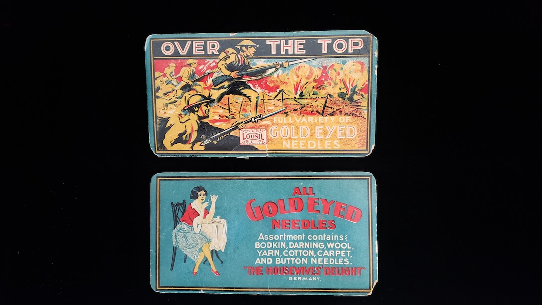 Antique WWI Over the Top Gold Eyed Needles, WWI Ephemera, Sewing ...