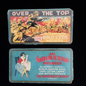 Antique WWI Over the Top Gold Eyed Needles, WWI Ephemera, Sewing ...