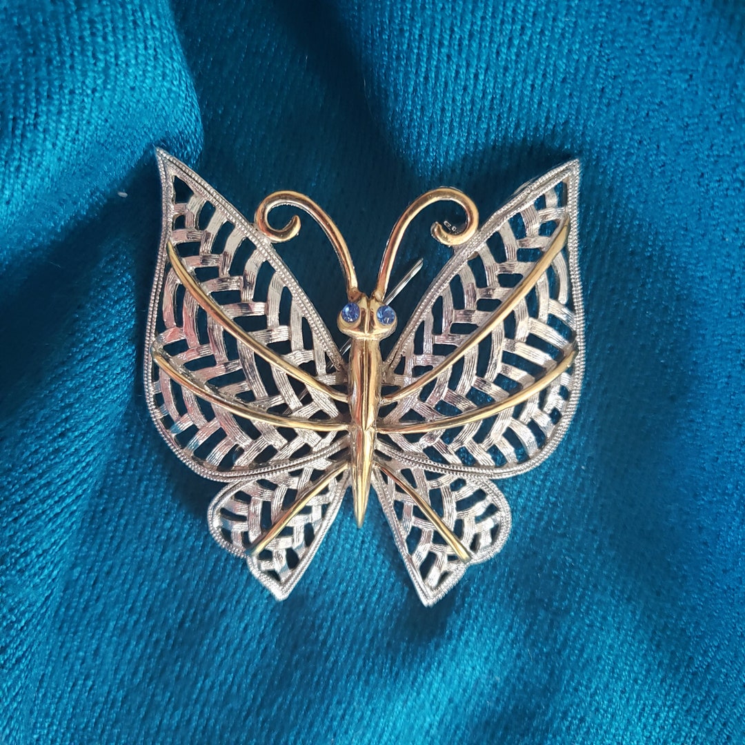 Butterfly Pin Blue Eyes Silver/gold Metal Jewelrey - Etsy