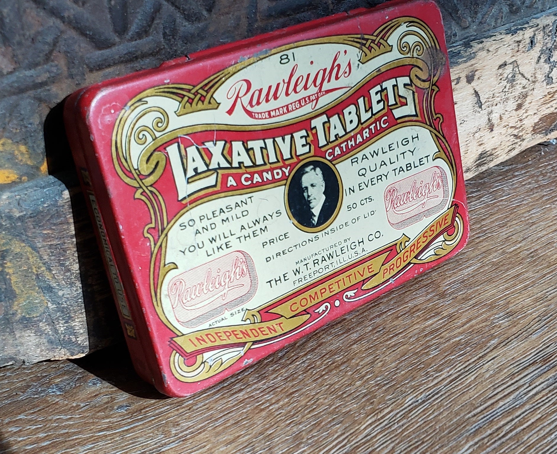 Red and Gold Vintage Tin Rawleigh's Laxative Tablets Tin - Etsy