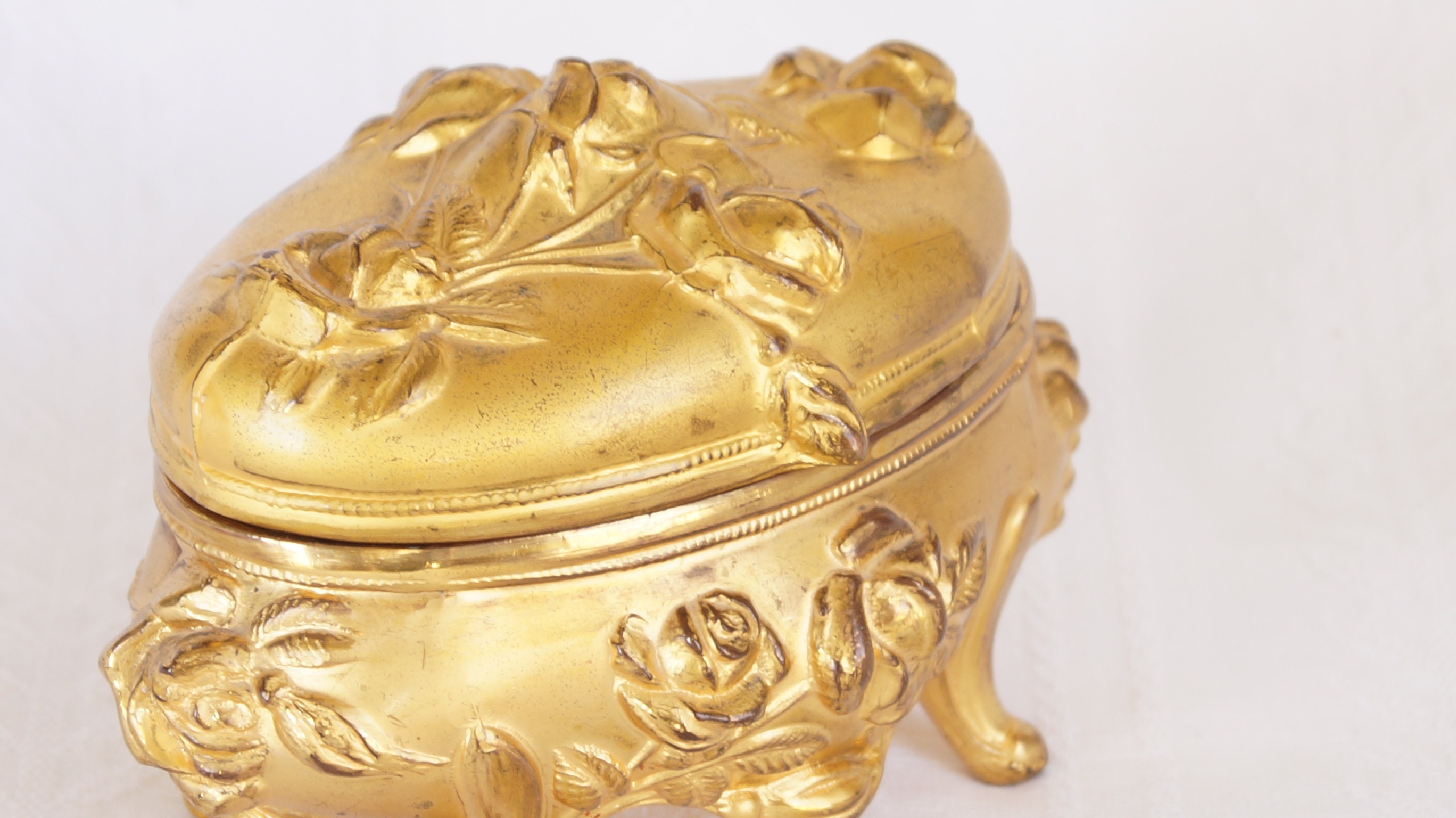 Antique Jewelry Box, Brainard Wilson Gold Jewelry Hinged Casket ...