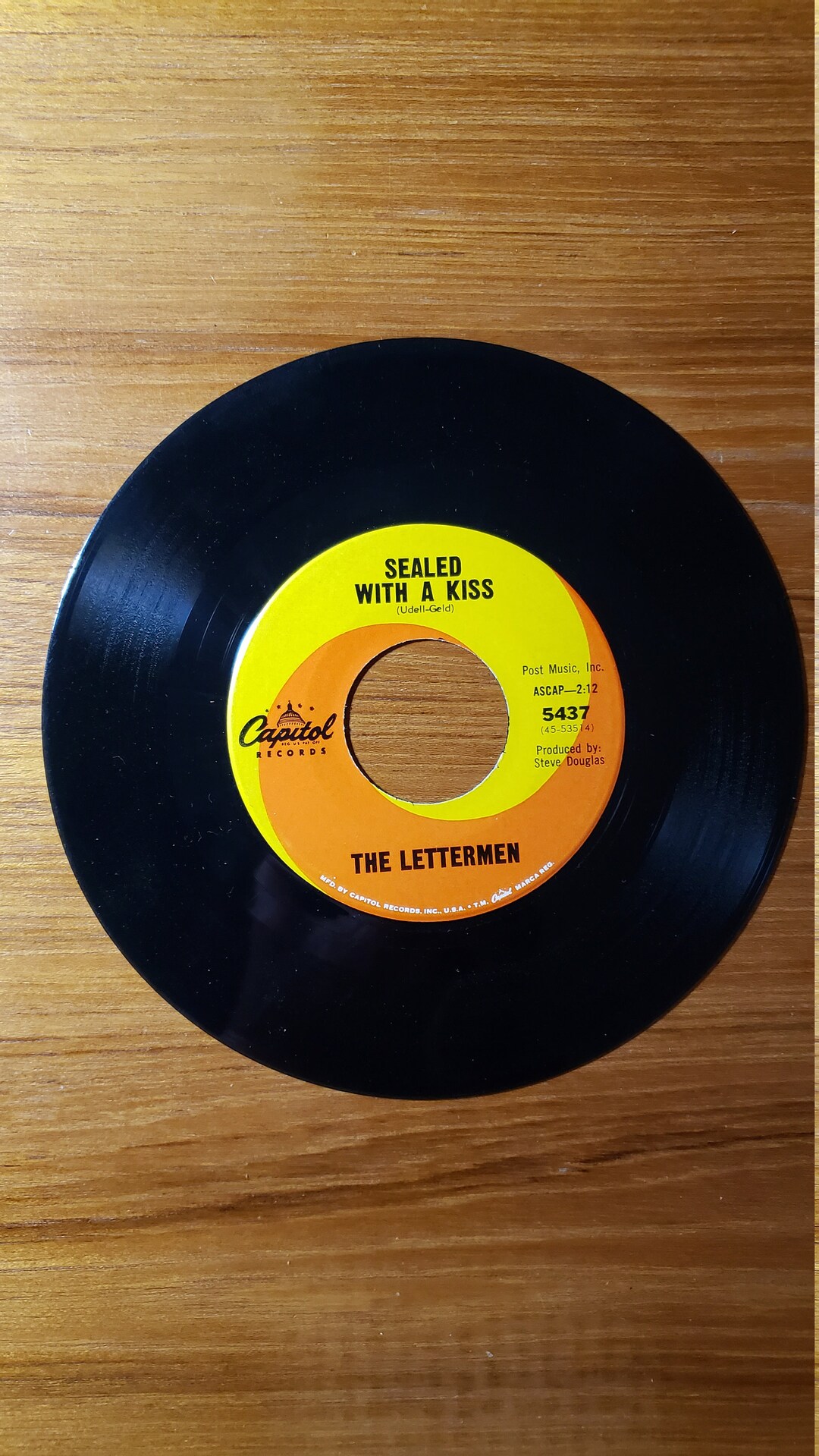 The Letterman 45 Vinyl Record-sealed With A Kiss/theme From “A Summer ...