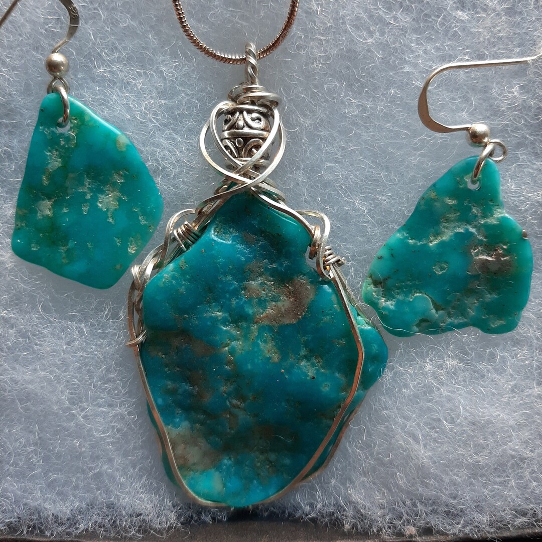 Sonora Desert Turquoise Flat, Jewelry Set, Sterling Silver - Etsy