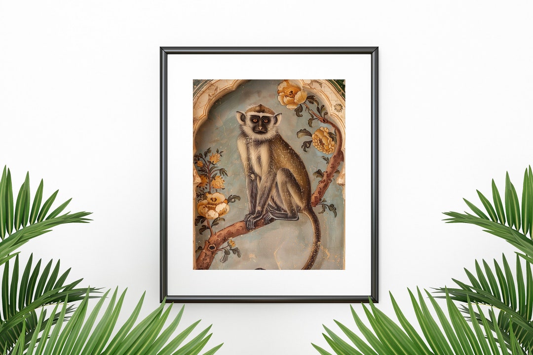 Vintage Indian Monkey Ornate Portrait Digital Painting - Etsy