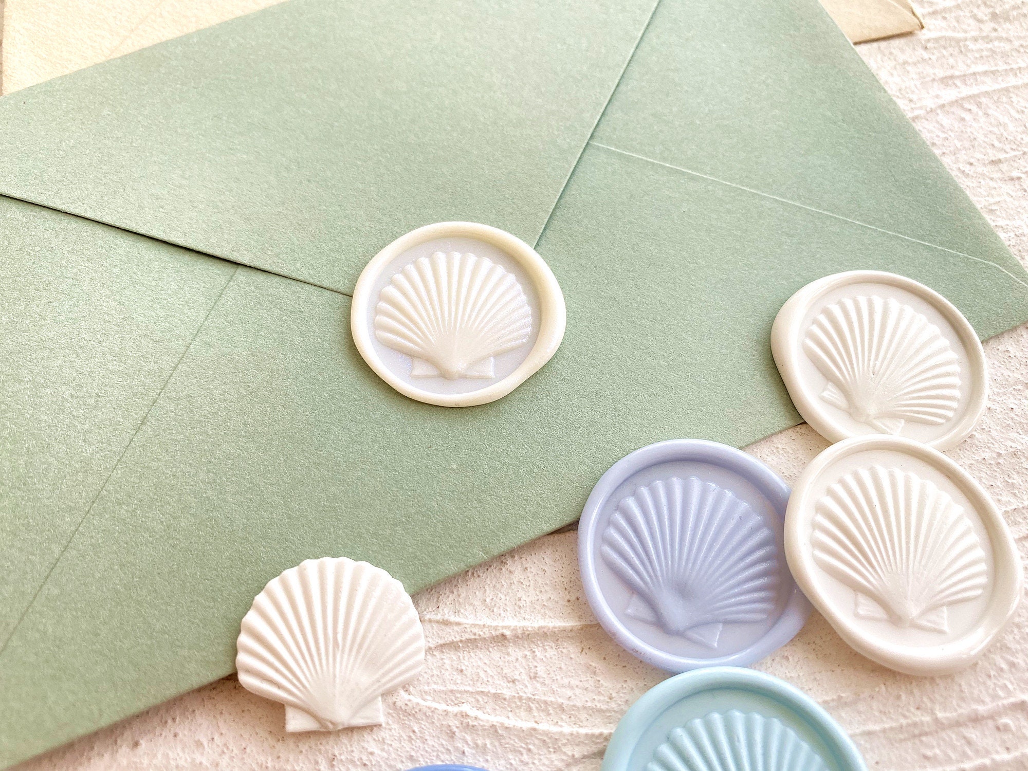 3D Sea Shell Wax Seal Stamp Wedding Invitation Wax Seals Kit for Beach ...