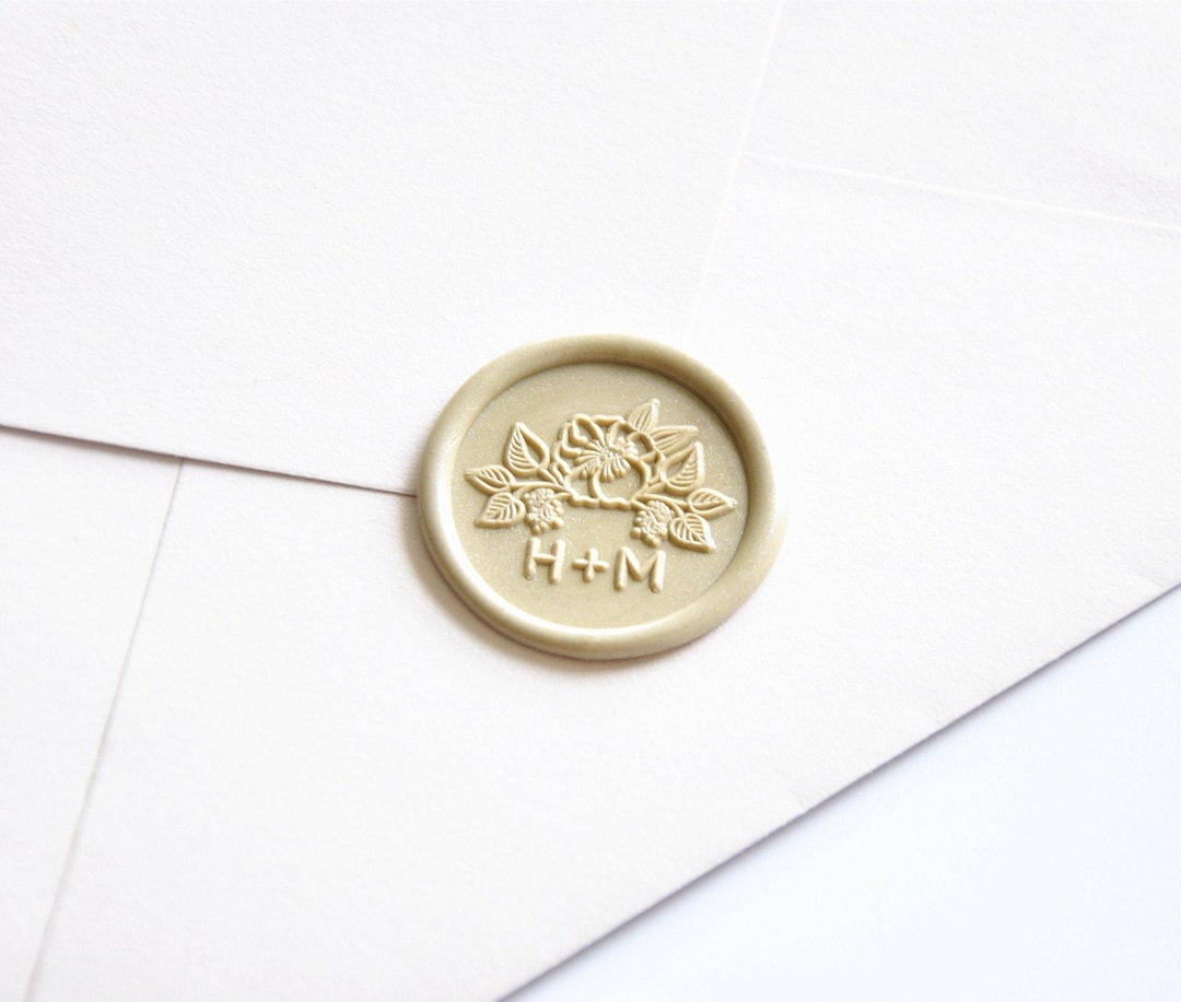 Flower With 2 Initials Monogram Wax Seal Stamp Custom Design - Etsy